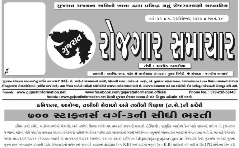 Gujarat Rojgar Samachar Weekly 23-December-2020 - Gandhinagar Portal ...