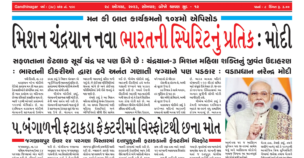 Gandhinagar Samachar 28 August 2023 Daily News Paper